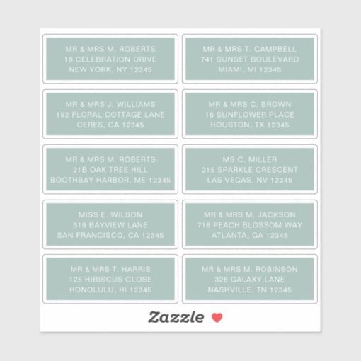 10 Individual Guest Name Address Party Wedding Sti Sticker | Zazzle