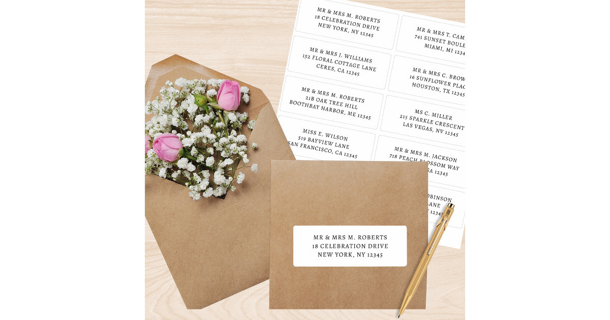 10 Individual Guest Name Address Party Wedding Sticker | Zazzle