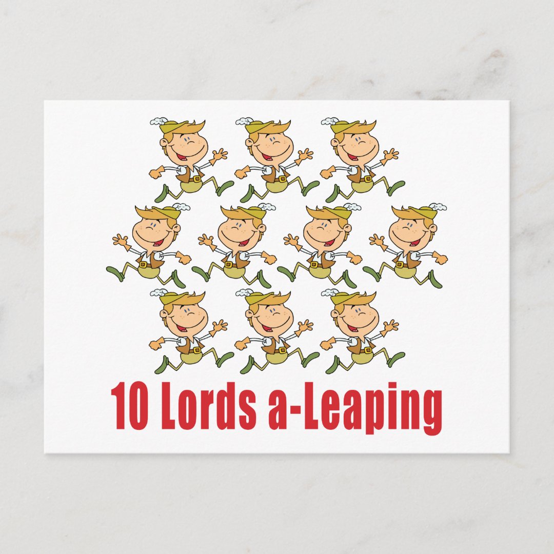 10 Lords a-Leaping Postcard | Zazzle
