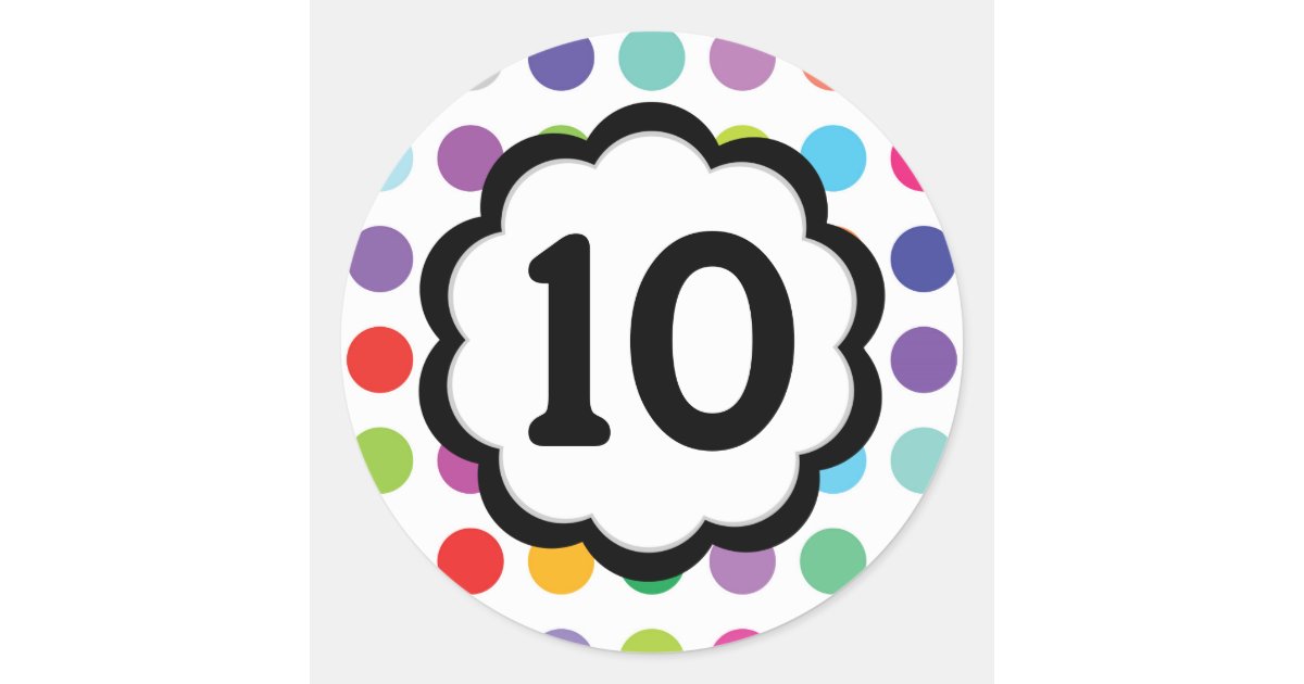10 - Numbers Round Sticker | Zazzle