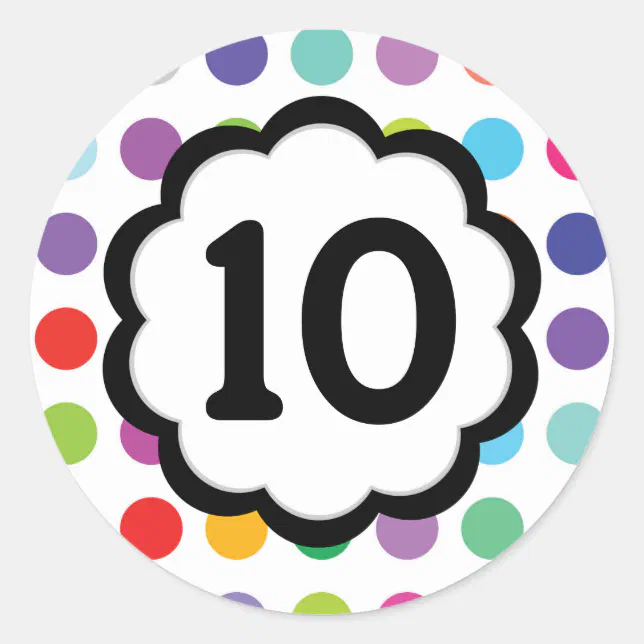 10 - Numbers Round Sticker | Zazzle
