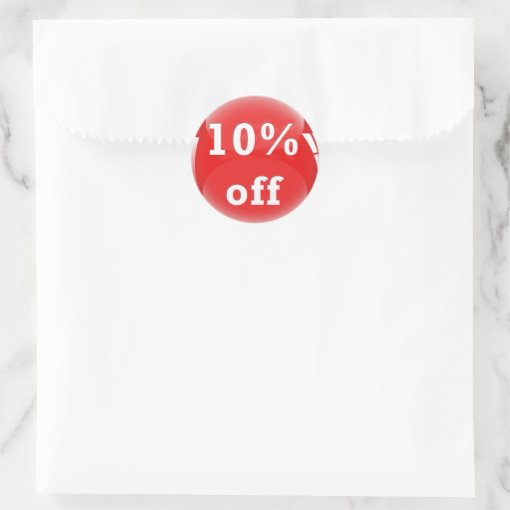 10% Off (Percent) Round Glossy Sticker | Zazzle
