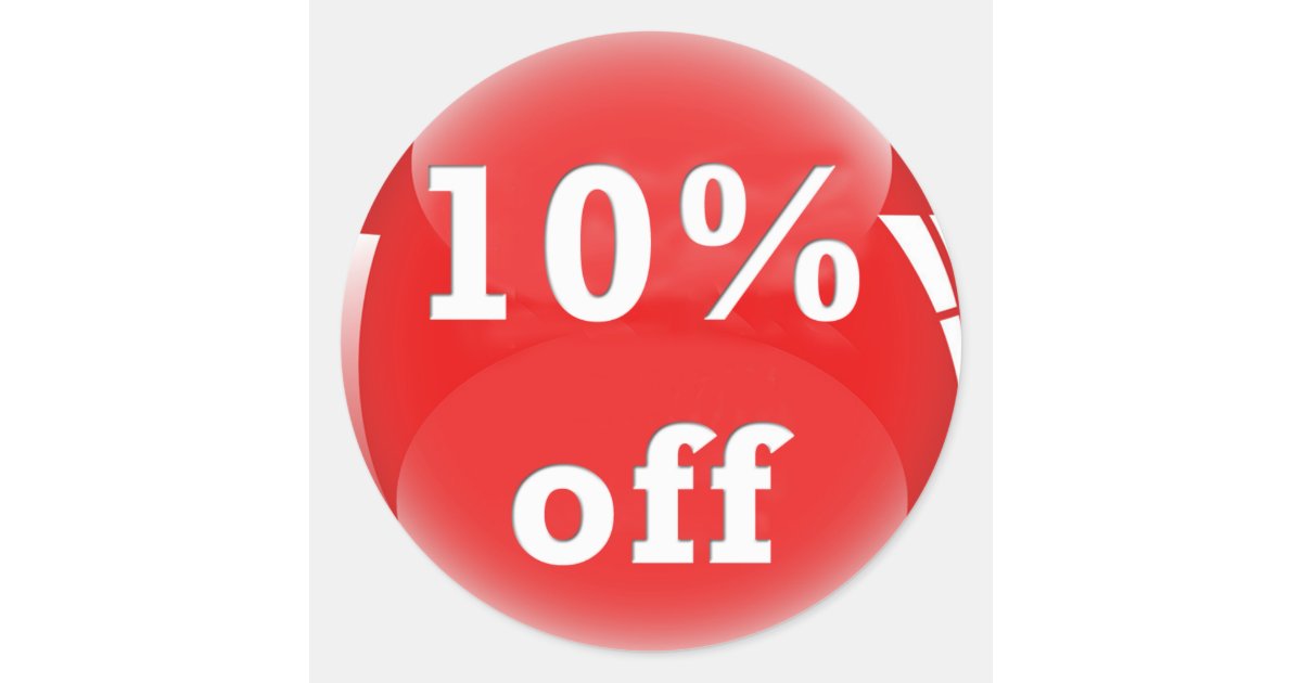 10% Off (Percent) Round Glossy Sticker | Zazzle