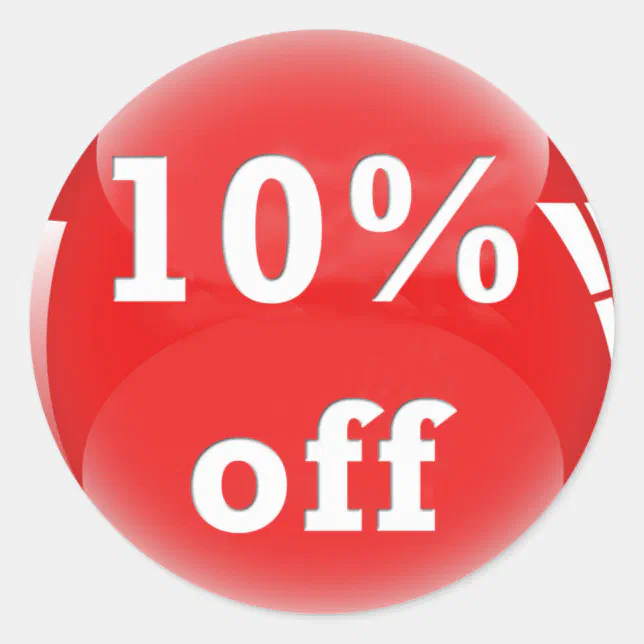 10% Off (Percent) Round Glossy Sticker | Zazzle