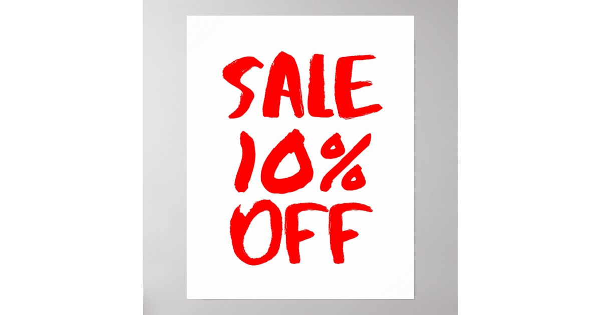10% Off Sale Sign, Red Retail Store Signage, Large Poster | Zazzle