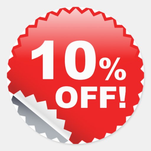 10 PERCENT OFF RETAIL LABEL CLASSIC ROUND STICKER | Zazzle