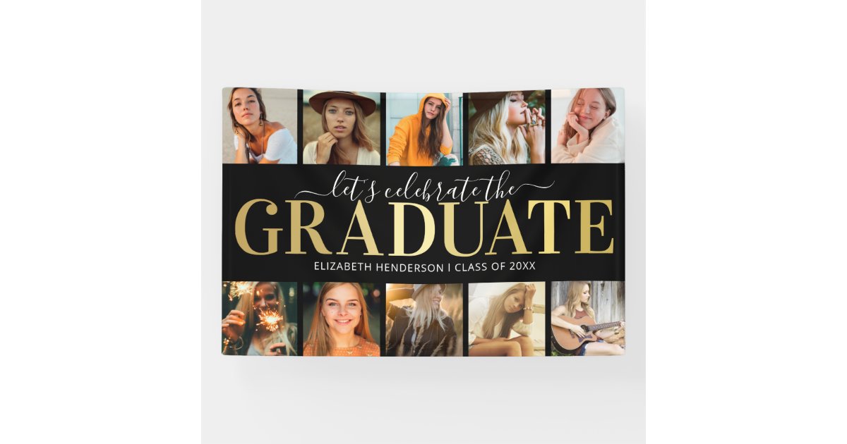 10 Photo Collage Modern Graduation Party Banner | Zazzle