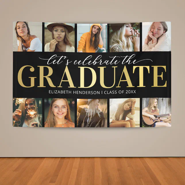 10 Photo Collage Modern Graduation Party Banner | Zazzle