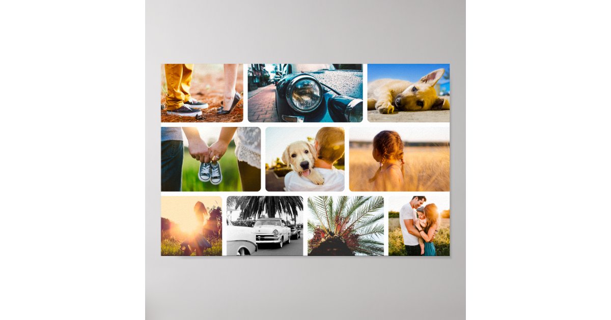 10 Photo Poster Collage Template White Frame | Zazzle