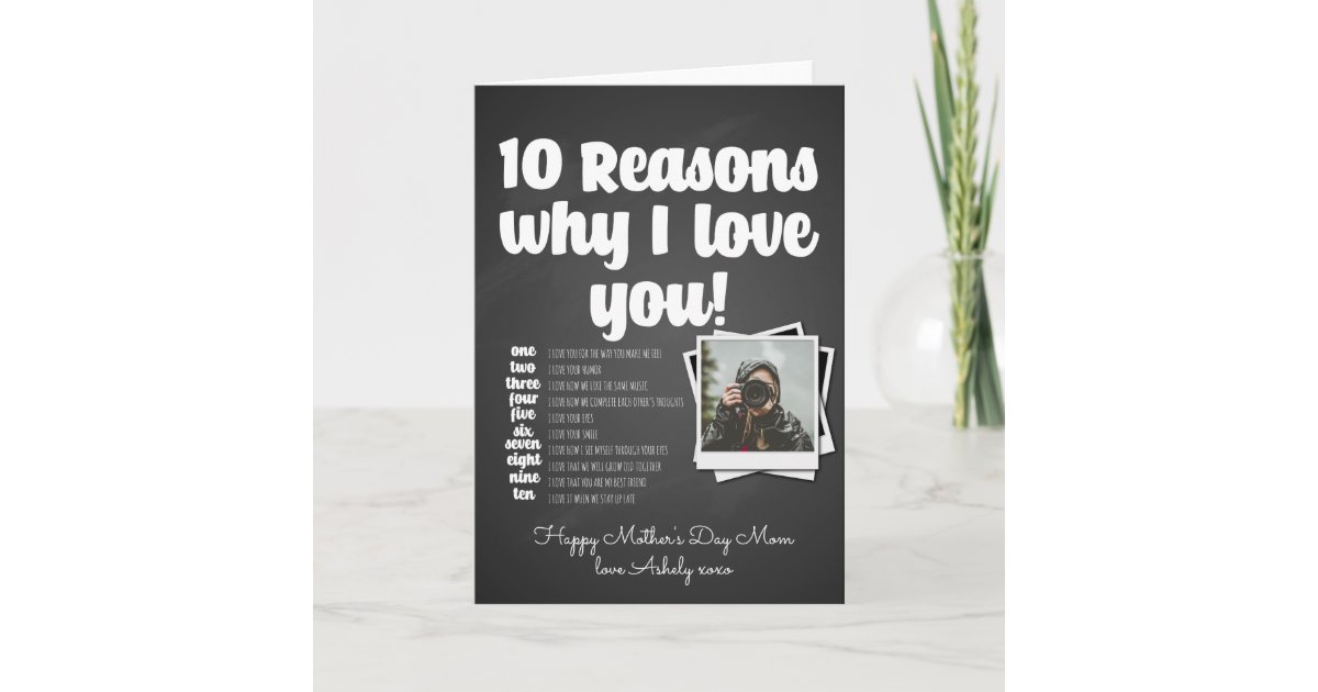 10 reasons I love you mom Mother's Day birthday Card | Zazzle