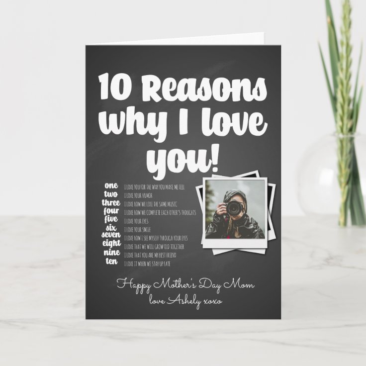10 reasons I love you mom Mother's Day birthday Card | Zazzle