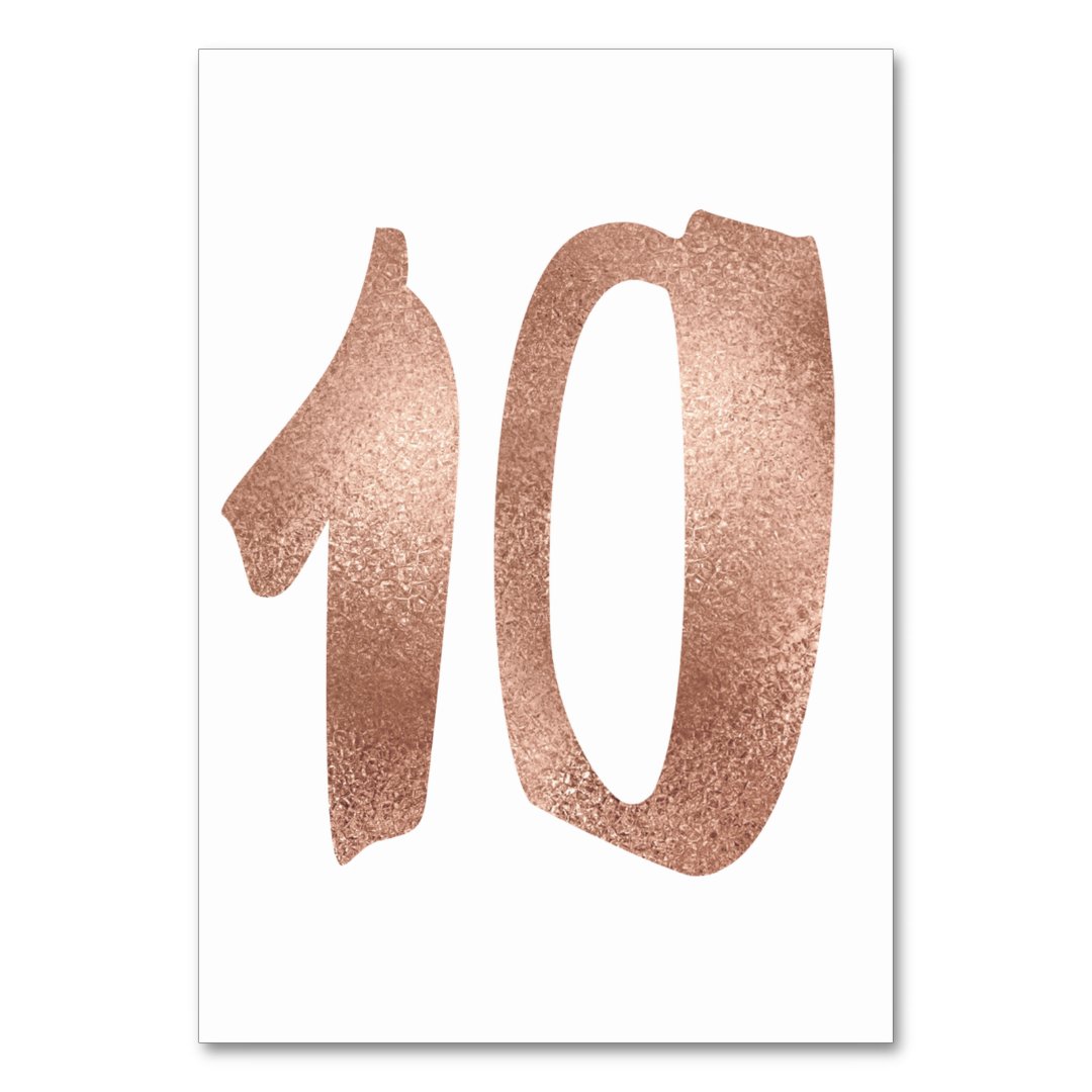 10 Table Number White Metallic Pink Rose Gold Table Number | Zazzle