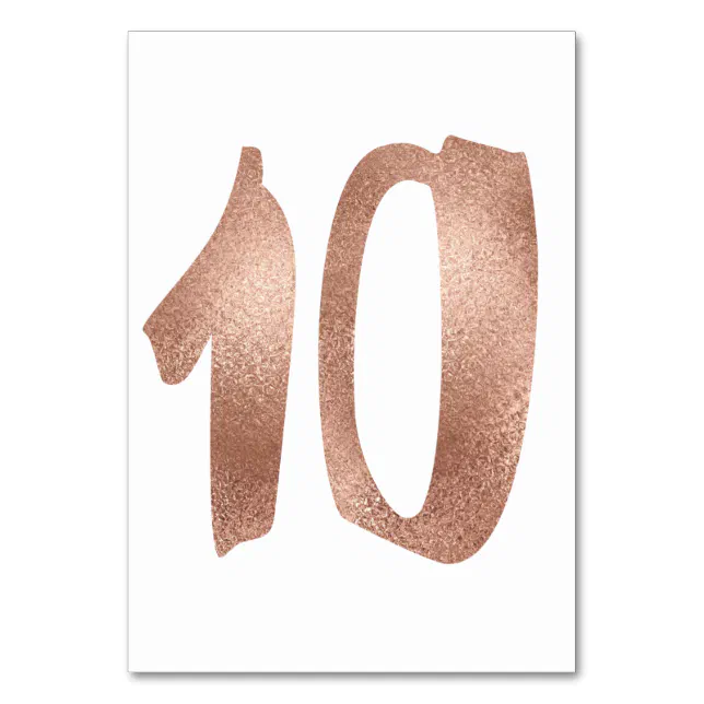 10 Table Number White Metallic Pink Rose Gold Table Number | Zazzle