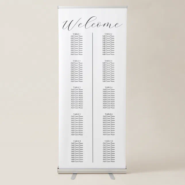 10 Table Welcome Wedding Seating Chart Banner | Zazzle