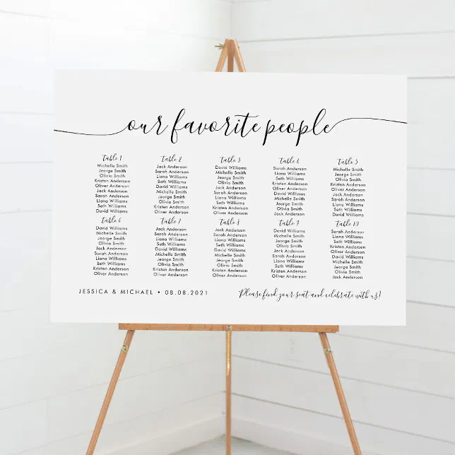 10 Tables Modern Our Favorite People Seating Chart Foam Board | Zazzle