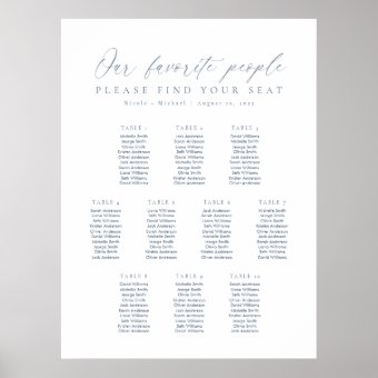 10 Tables Our Favorite People Seating Chart | Zazzle