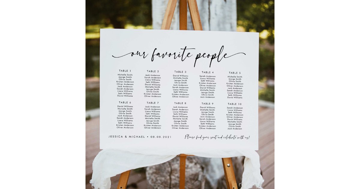 10 Tables Our Favorite People Seating Chart Plan | Zazzle
