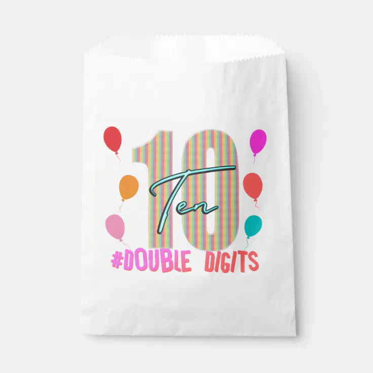 10 Ten Double Digits Birthday Girl Party Favor Bag | Zazzle
