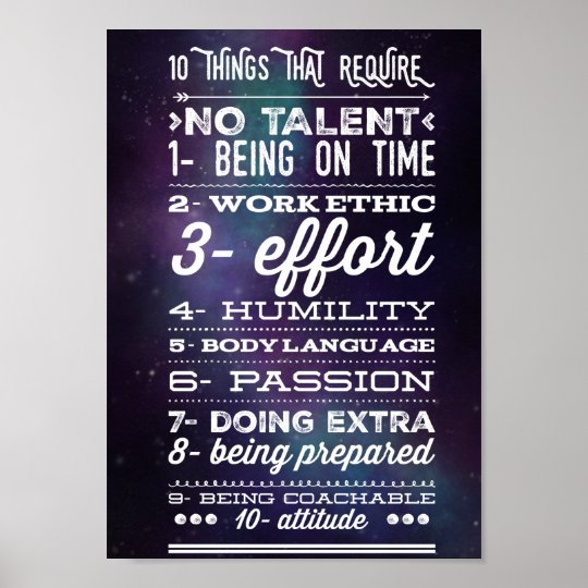10 things that require no talent poster | Zazzle.com