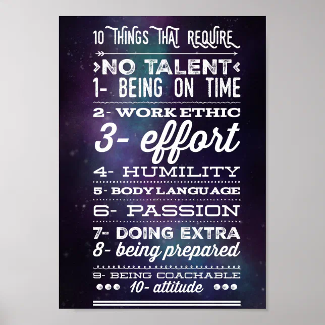 10 things that require no talent poster | Zazzle