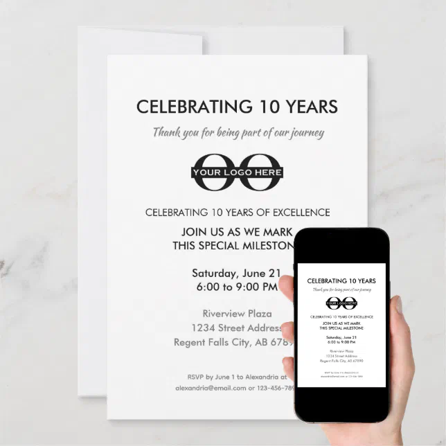 10 Year Company Anniversary Celebration Invitation | Zazzle