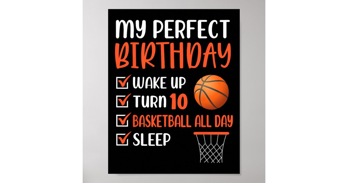 10 Year Old Basketball Birthday Party 10th Boy Bda Poster | Zazzle