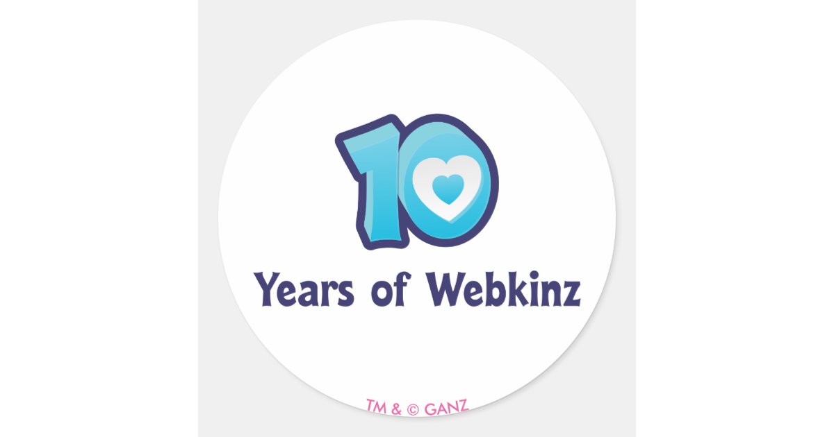10 Years of Webkinz Logo Classic Round Sticker | Zazzle