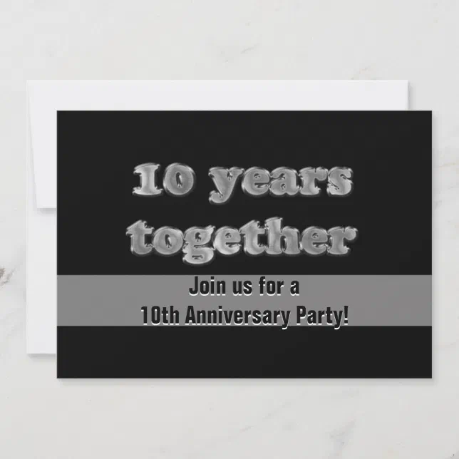 10th Anniversary Party | 10 Years Together Invitation | Zazzle