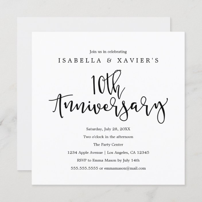 10th Anniversary | Party Invitation | Zazzle.com