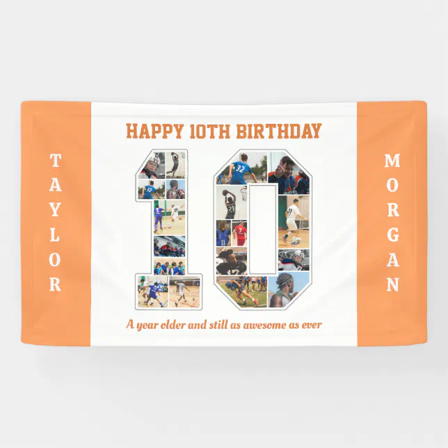 10th Birthday Anniversary Number 10 Photo Collage Banner | Zazzle