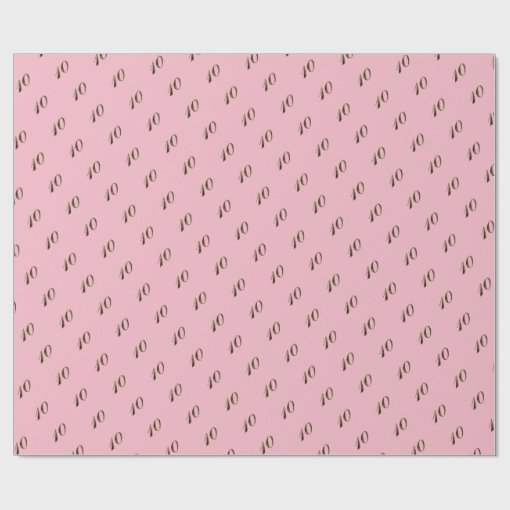 10th Birthday Anniversary Pink Gold Number 10 Wrapping Paper | Zazzle