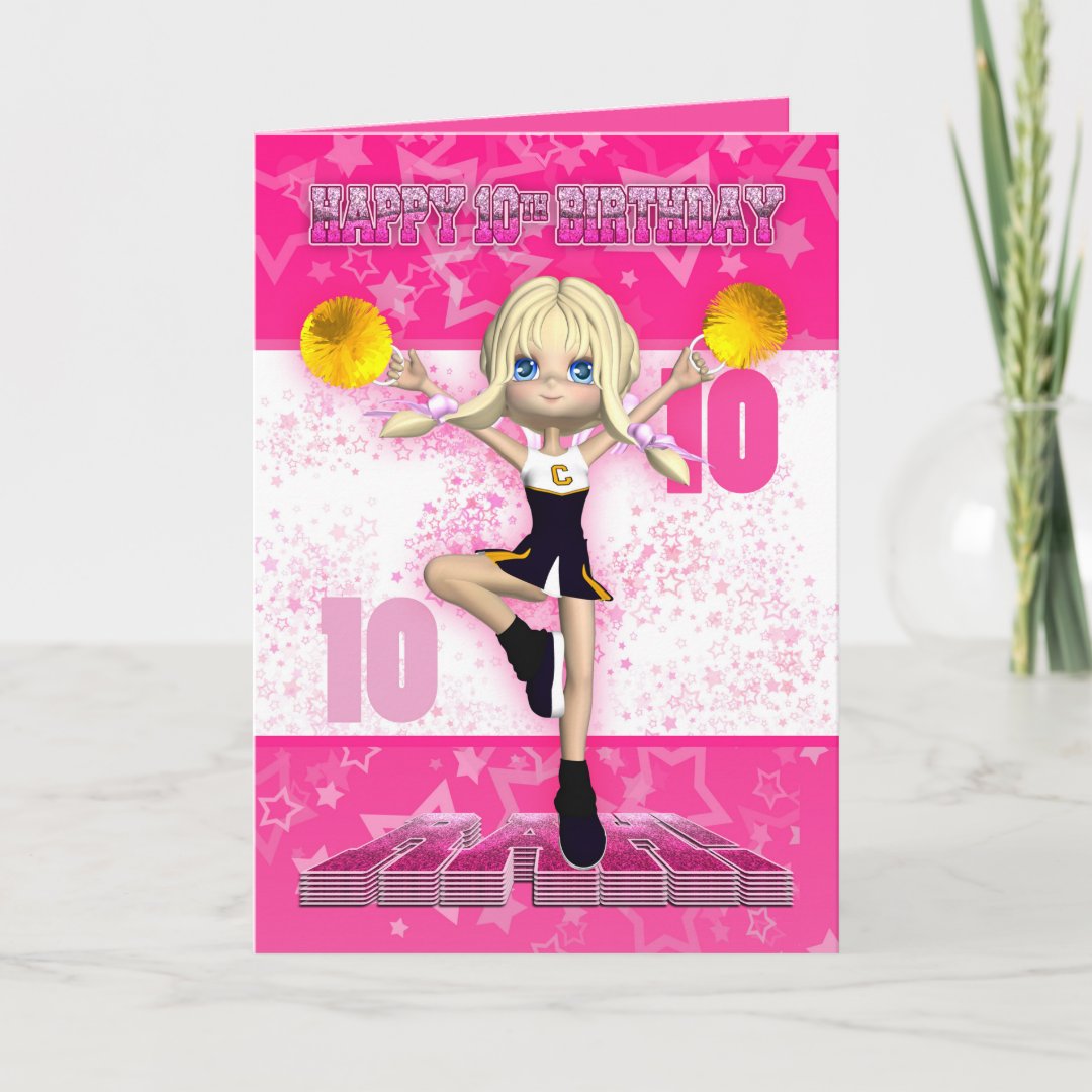 10th Birthday Cheerleader Greeting Card | Zazzle
