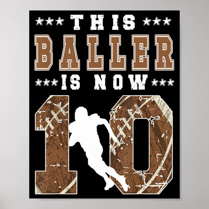 10th Birthday Football Boy Ten Year Old Football P Poster | Zazzle