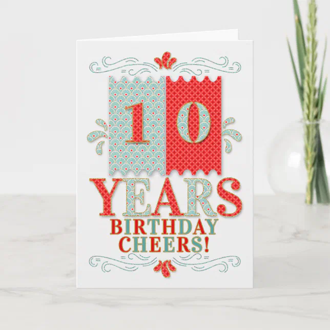 10th Birthday for Boys or Girls in Red and Blue Card | Zazzle