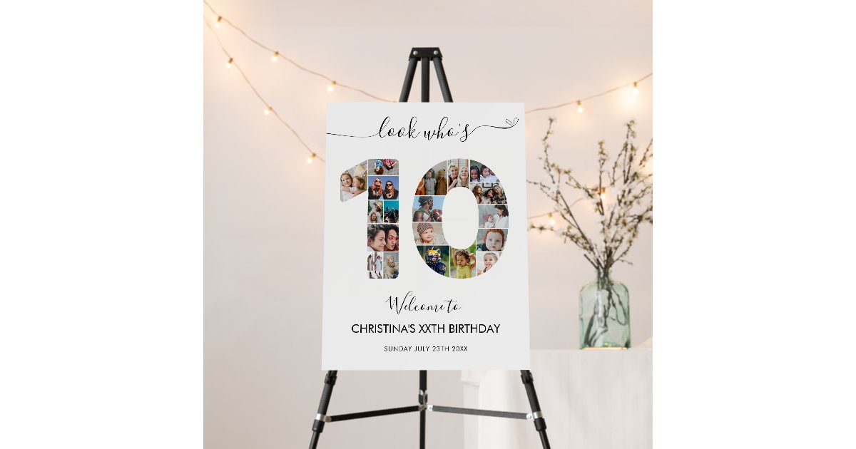10th Birthday Number 10 Photo Collage Welcome Foam Board | Zazzle