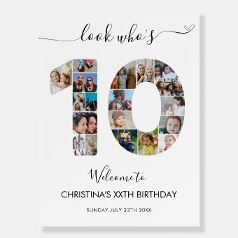 10th Birthday Number 10 Photo Collage Welcome Foam Board | Zazzle