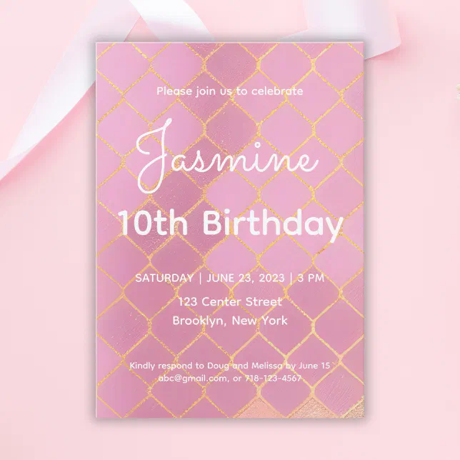 10th Birthday Party Girl Invitation | Zazzle