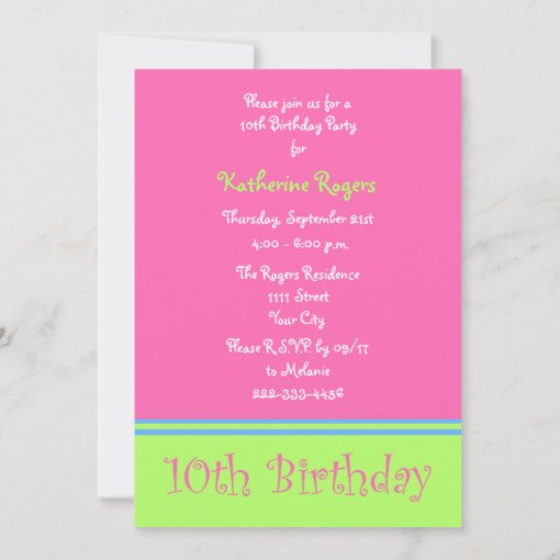10th Birthday Party Invitation 10 Candles | Zazzle