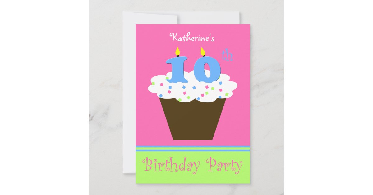 10th Birthday Party Invitation 10 Candles | Zazzle