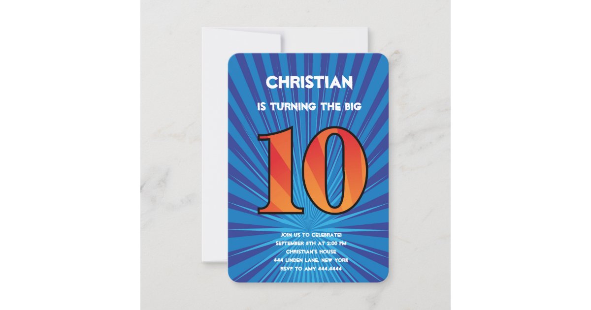 10th Birthday Party Invitation Boy | Zazzle