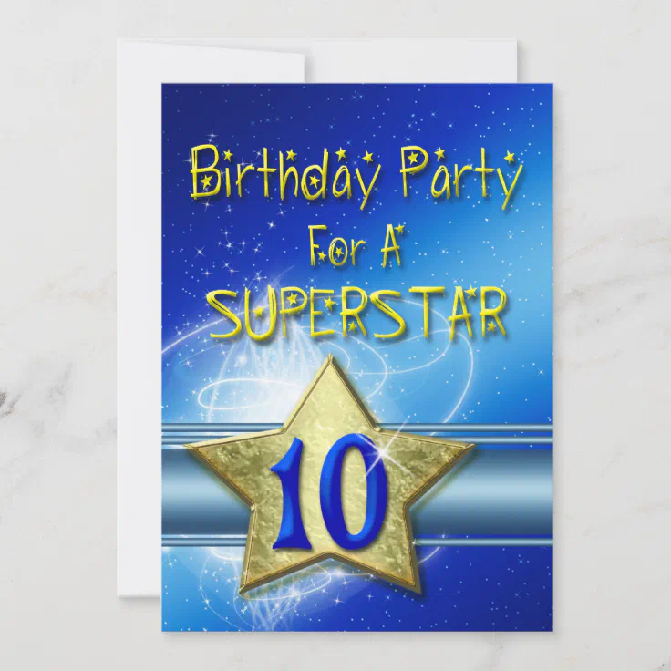 10th Birthday party Invitation for a Superstar. | Zazzle