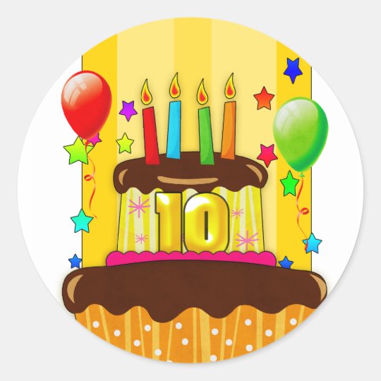 10th birthday party stickers - 10th birthday stick | Zazzle.com