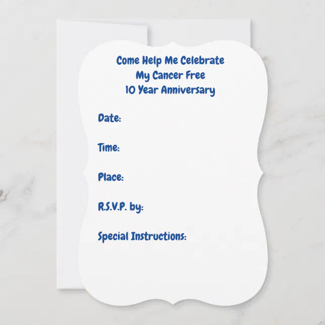 10th Cancer Anniversary Year Party Invitations | Zazzle