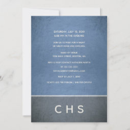 10th Class Reunion Elegant Script Blue Black Invitation | Zazzle