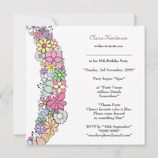 10th Tenth Girls Birthday Party Custom Invitation | Zazzle