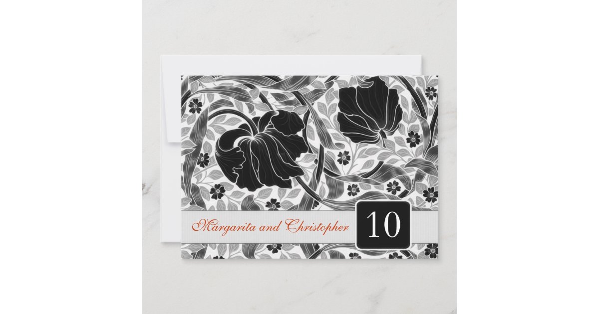 10th wedding anniversary invitations damask | Zazzle