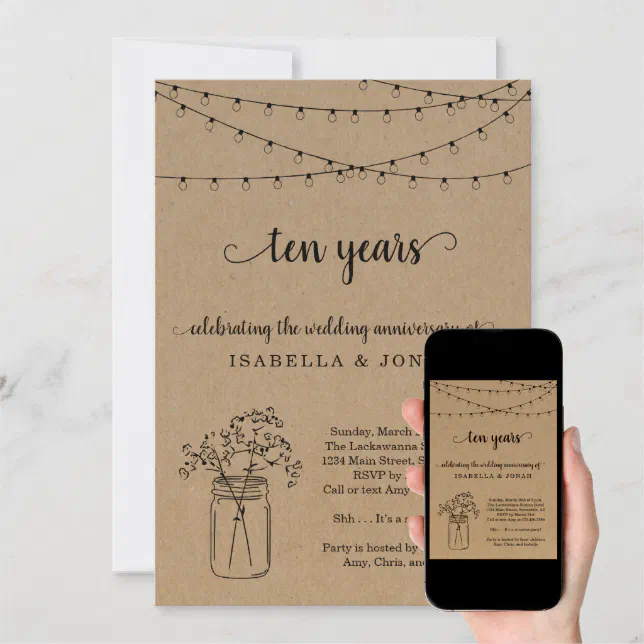 10th Wedding Anniversary Party Invitation | Zazzle