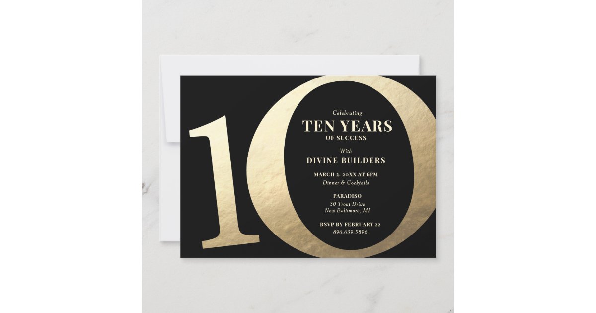 10th Year Anniversary Party Invitation | Zazzle