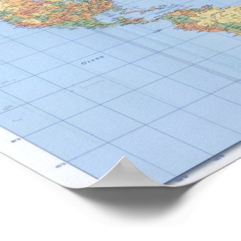10x16 World Maps, Printed Map Poster | Zazzle