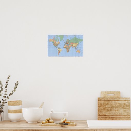 10x16 World Maps, Printed Map Poster | Zazzle